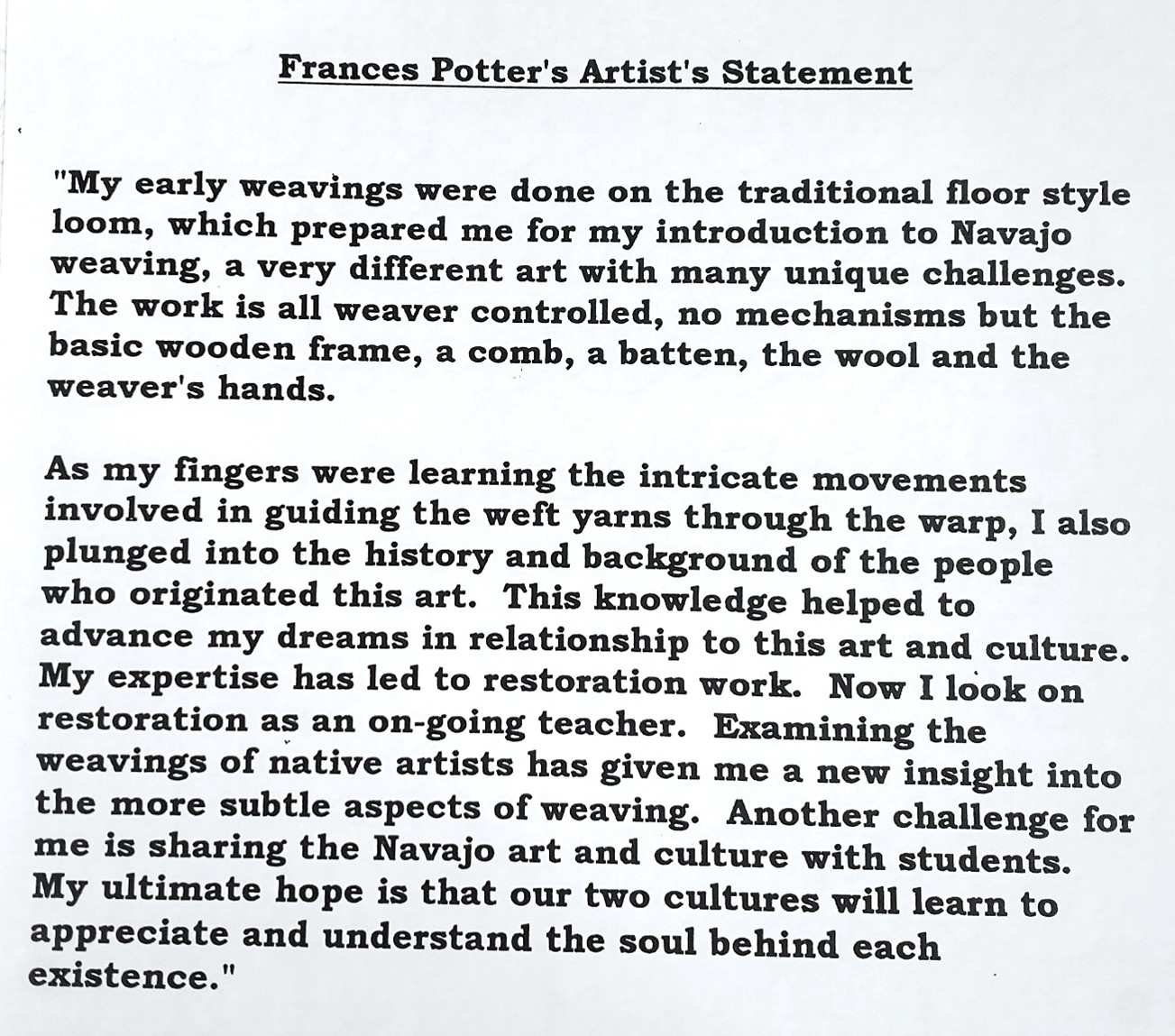 In Memory: Fran Potter - Erindale Tapestry Studio